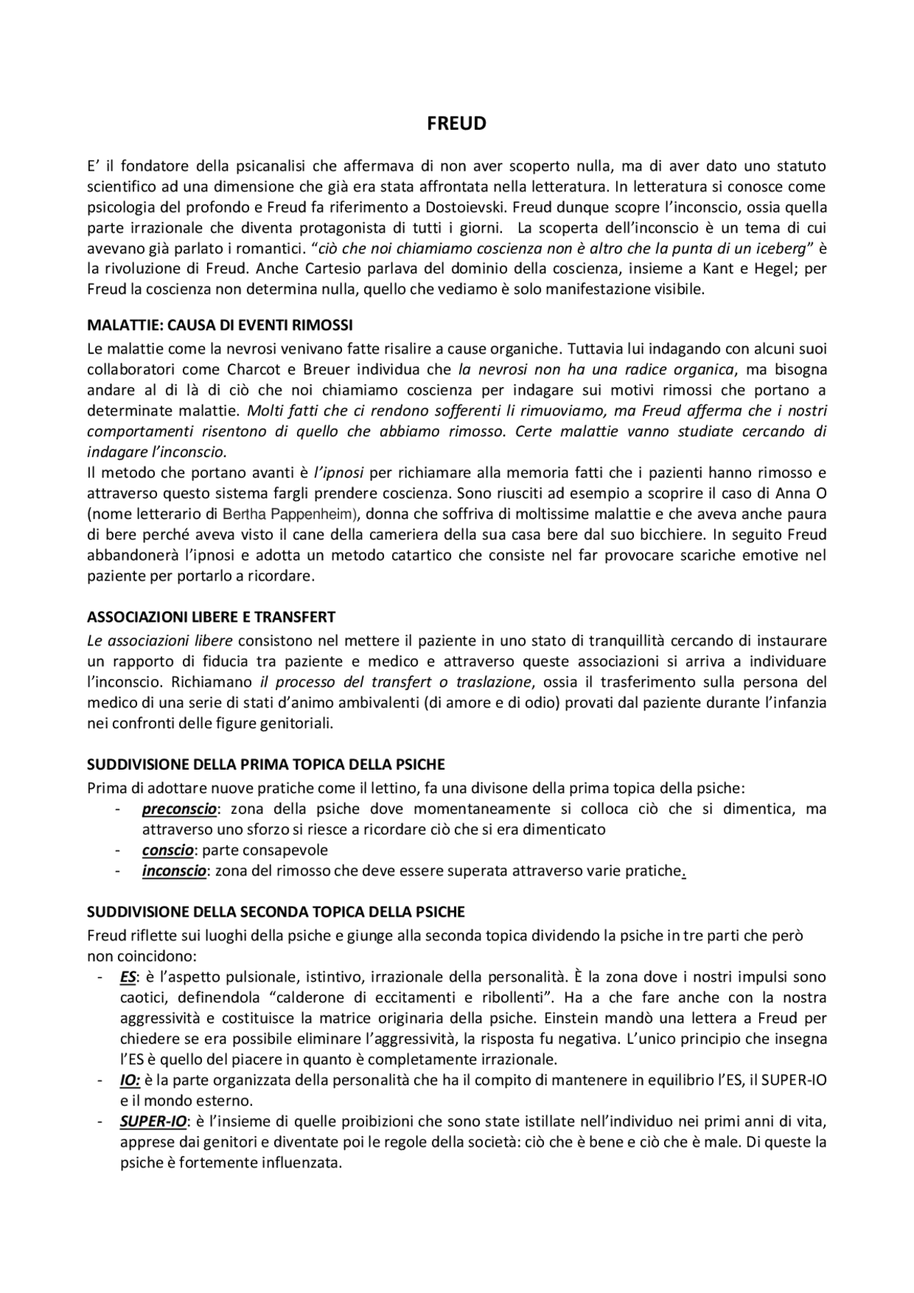 La Filosofia Di Freud Riassunto Docsity