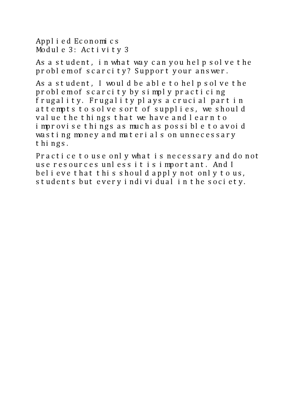 Applied Economics Exercises Docsity
