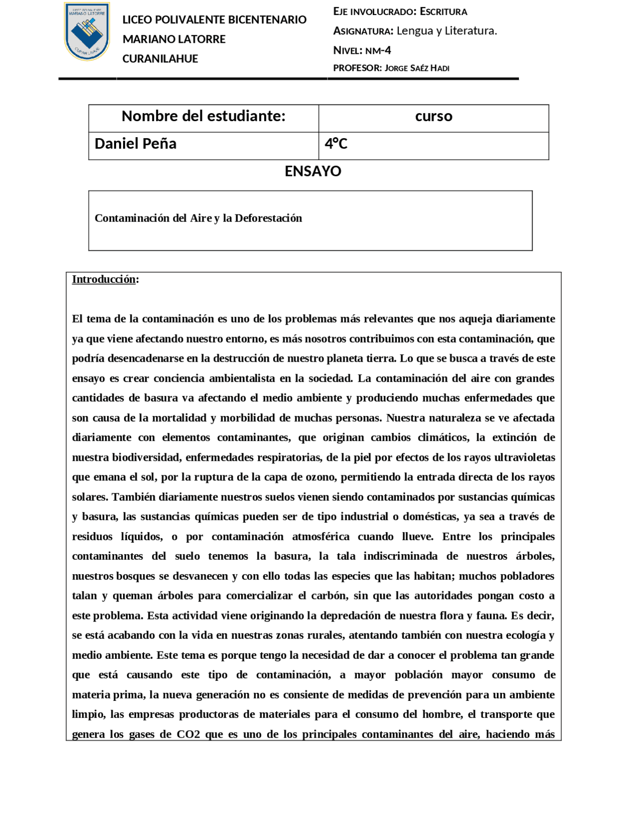 Formato de un ensayo - Docsity