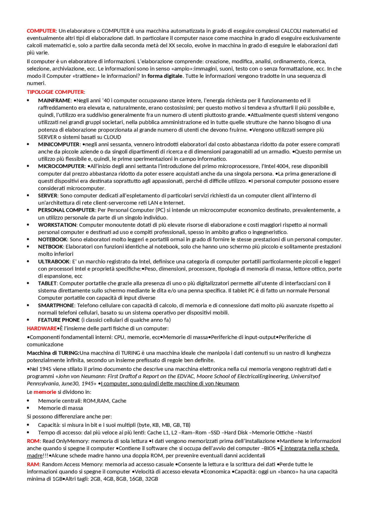 Riassunto Esame Informatica Docsity