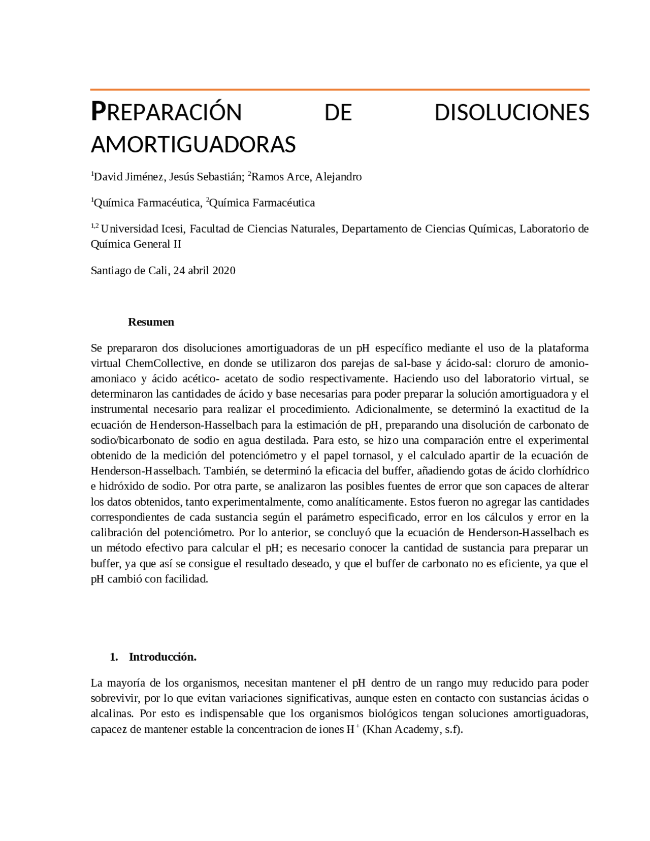Preparación de soluciones amortiguadoras - Docsity