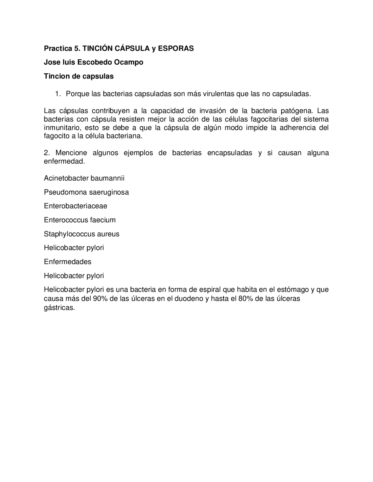 Tinción de capsulas y esporas | Apuntes de Microbiología | Docsity