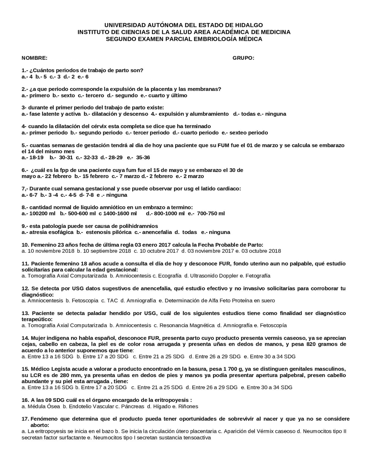 Segundo Examen De EmbriologÍa Esquemas Y Mapas Conceptuales De