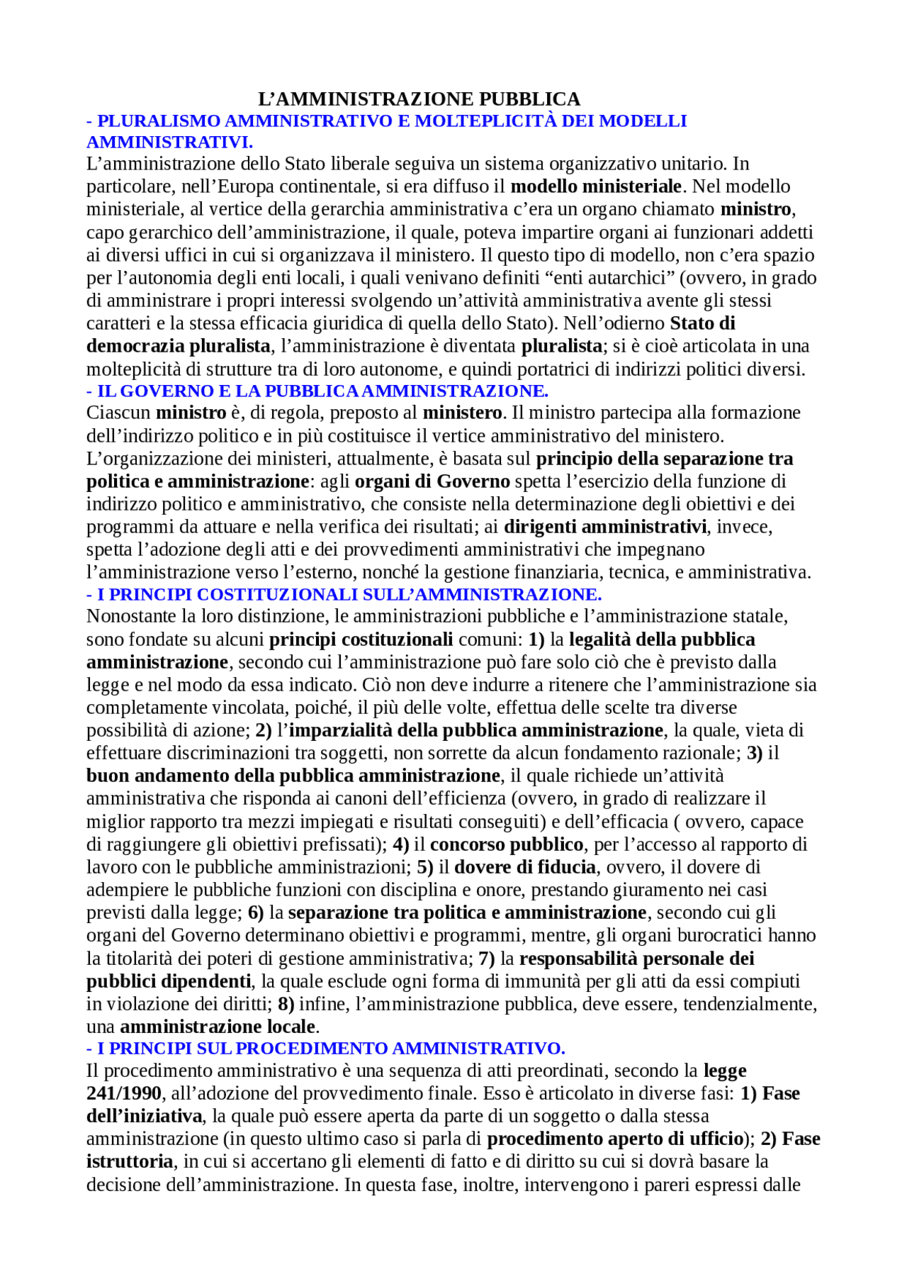 Lamministrazione Pubblica Docsity