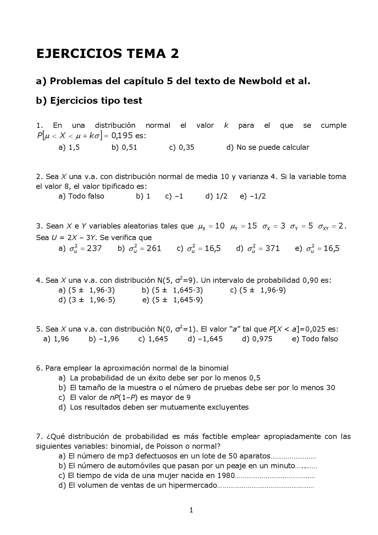 Ejercicios con soluciones - Docsity