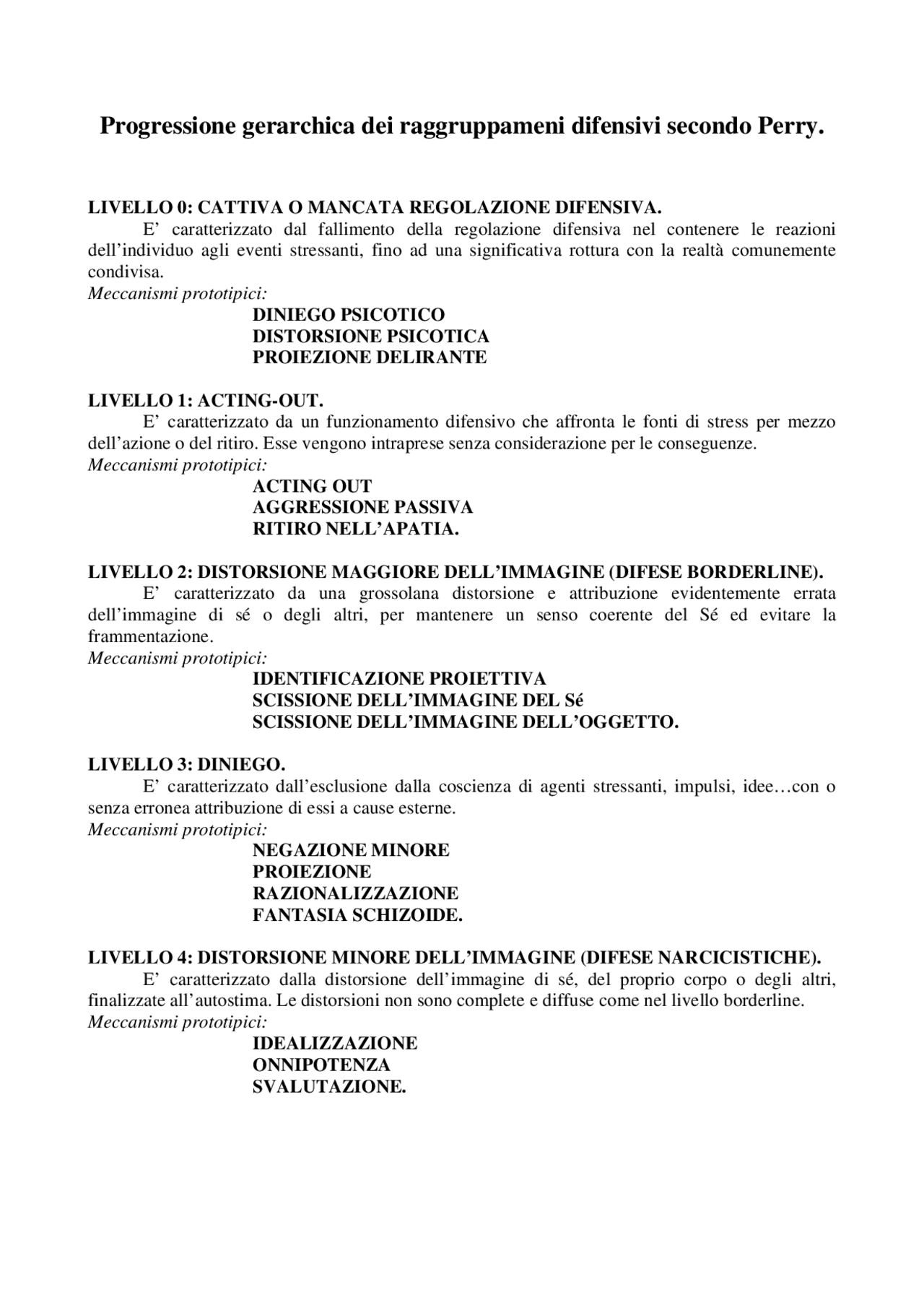 Riassunto Principali Meccanismi Di Difesa In Psicoanalisi Docsity