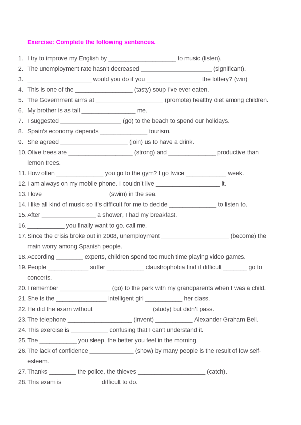 Frases preparación writing - Docsity