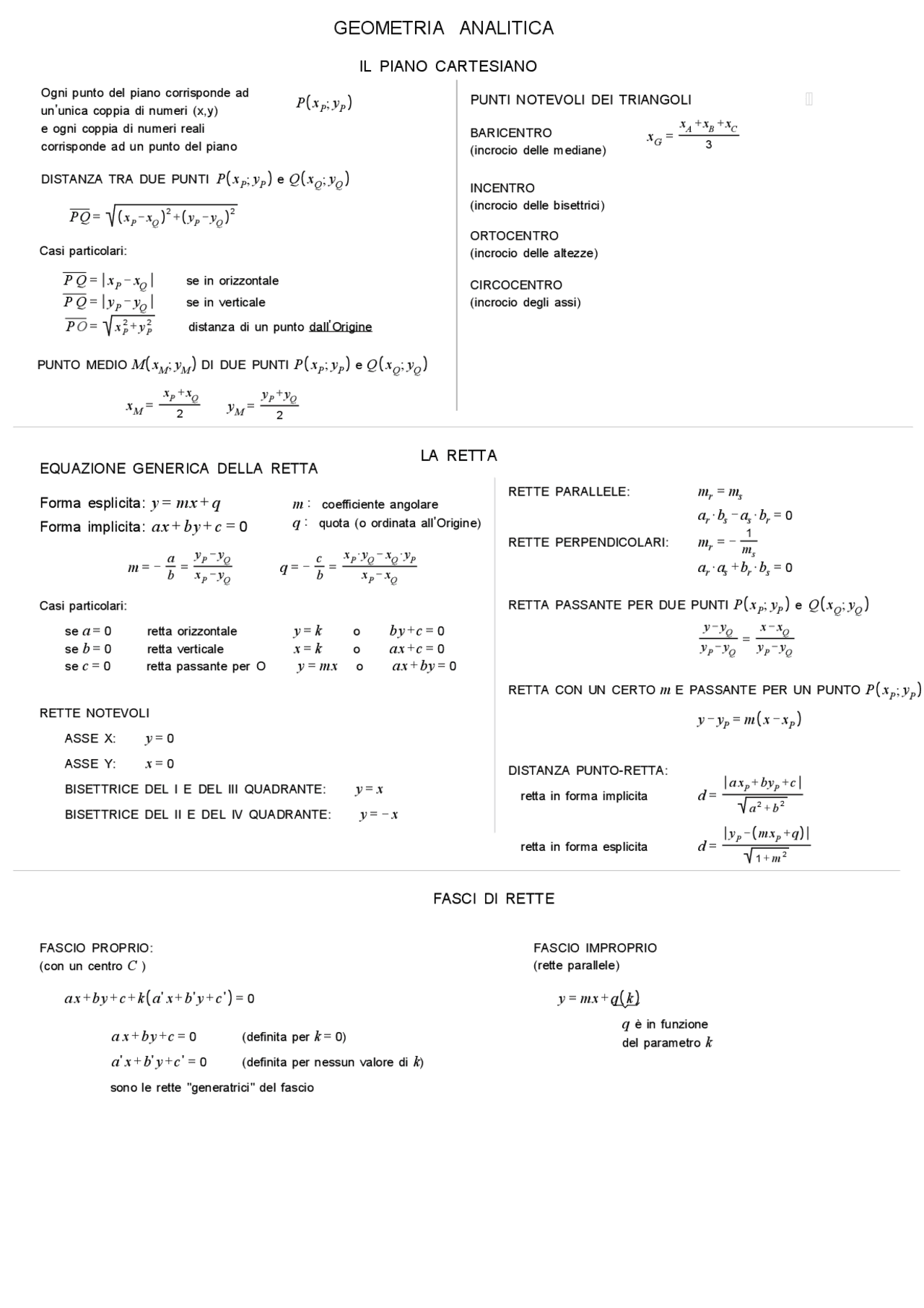 Formulario Di Geometria Analitica Docsity