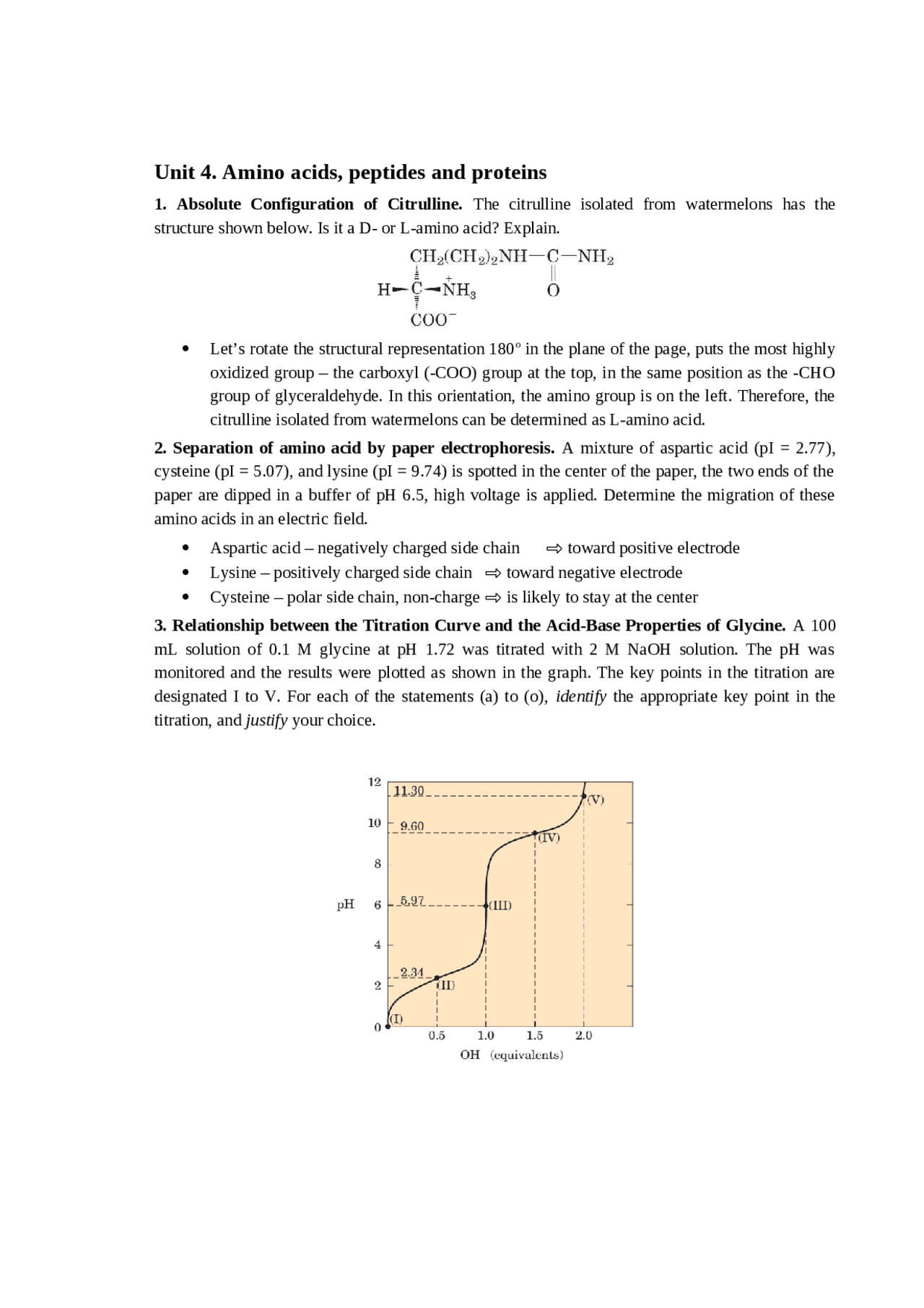 Exercises on Biochemistry - Docsity