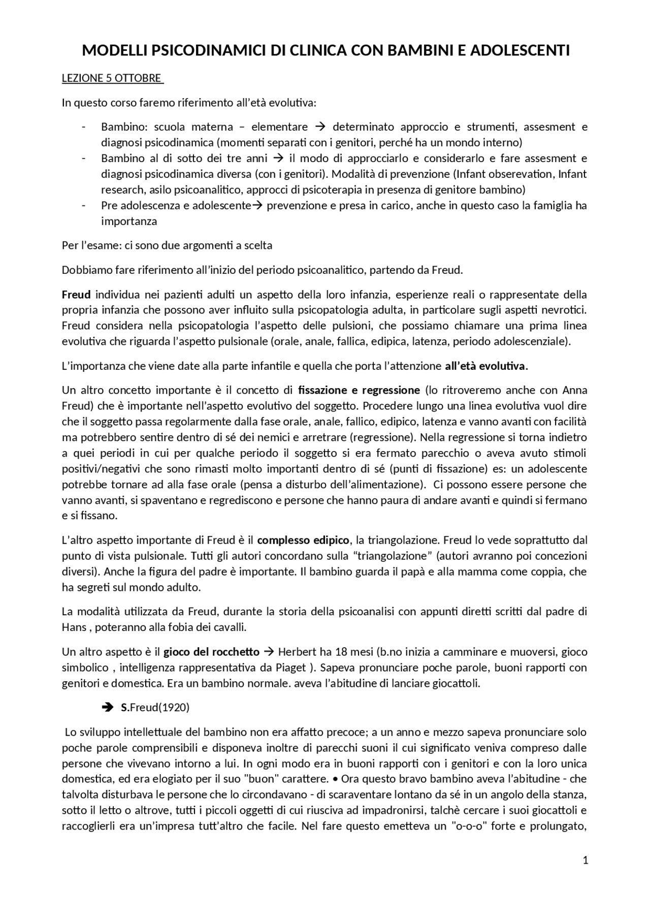 Appunti Modelli Psicodinamici Con Bambini E Adolescenti Appunti Di