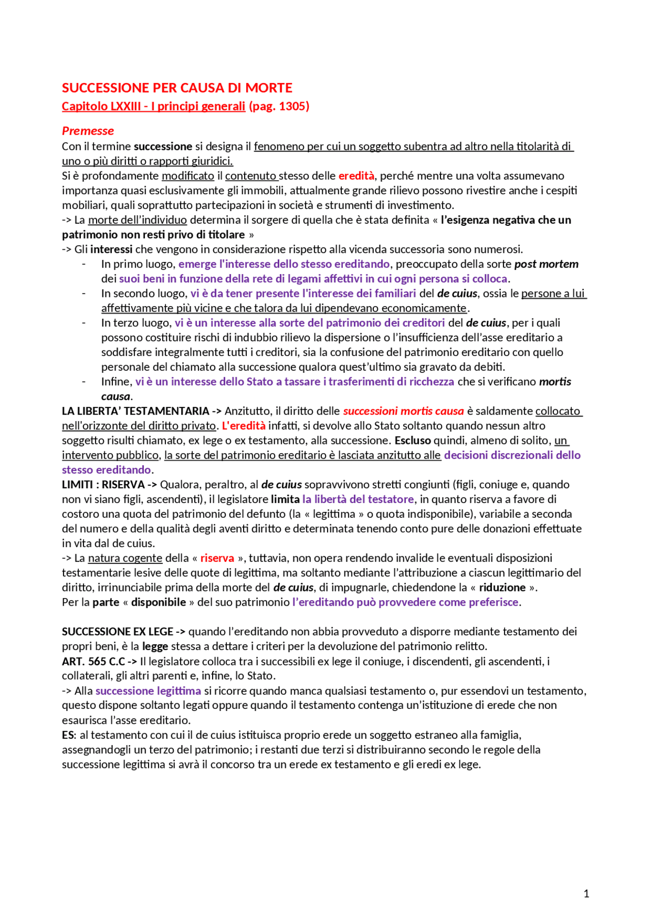 Diritto Privato 2 La Successione Per Causa Di Morte Docsity