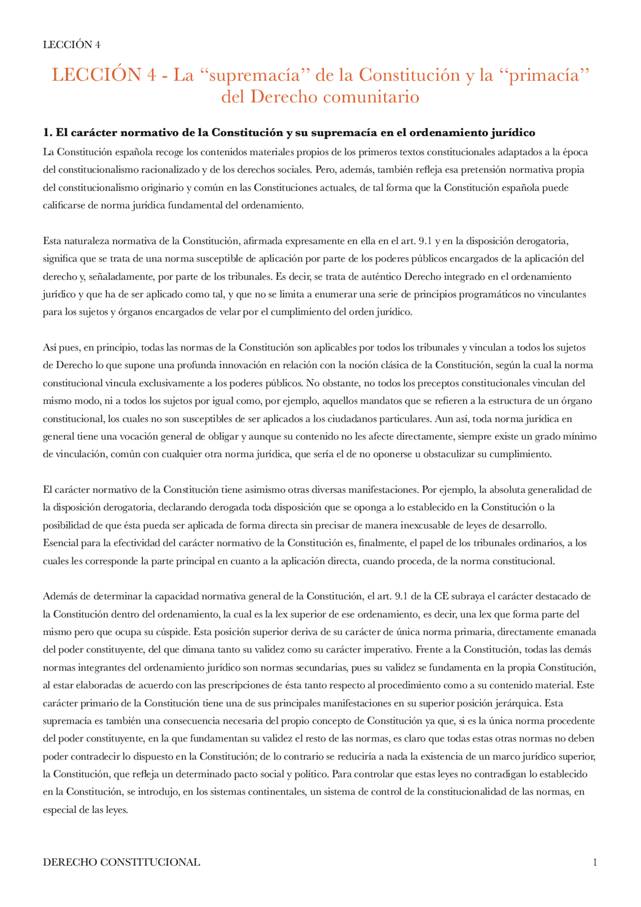 Constitución y Derecho comunitario - Docsity