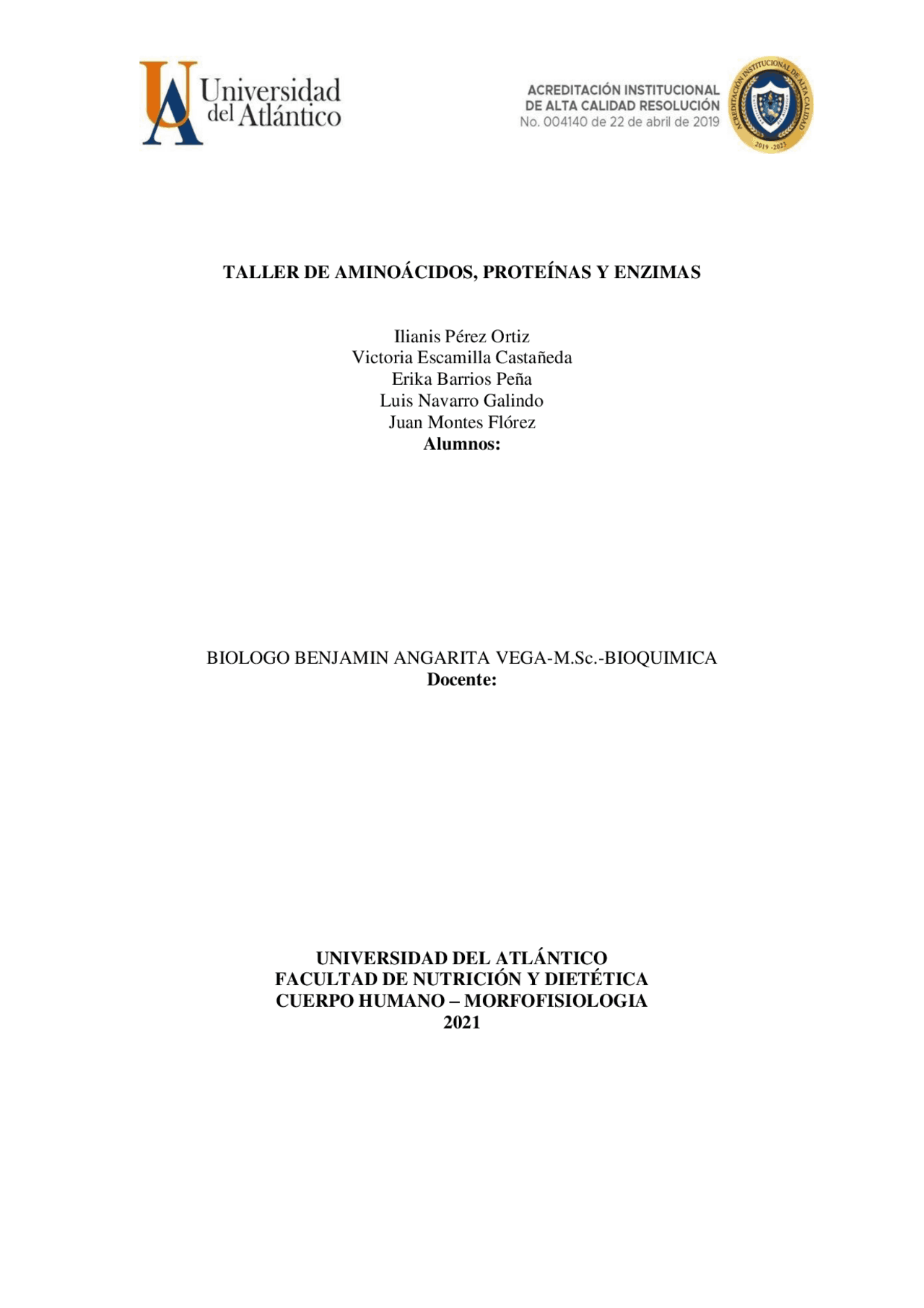 Taller De Aminoacidos Y ProteÍnas Docsity