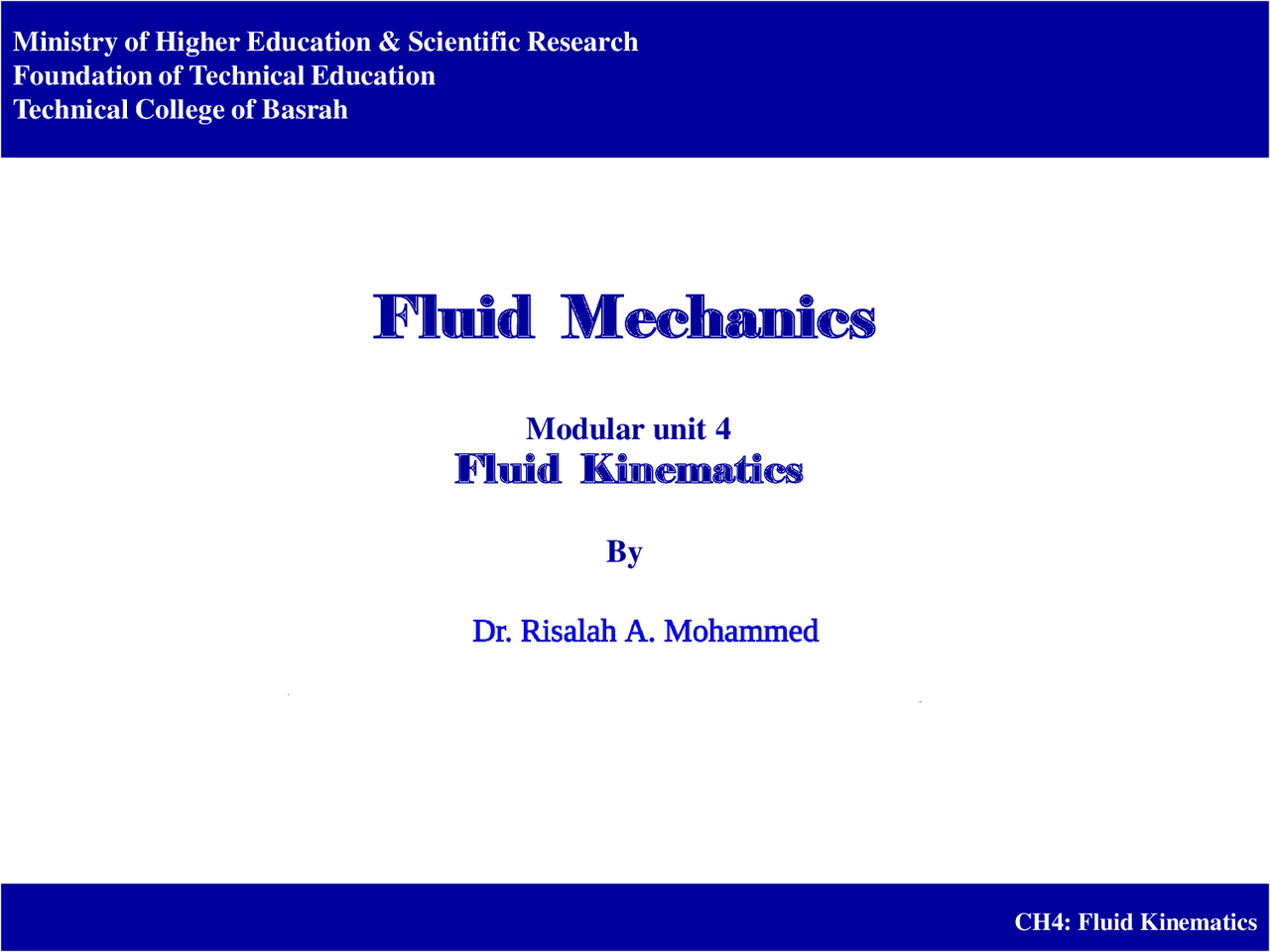 Fluid Kinematics And Applications Lecture Notes Fluid Dynamics Docsity