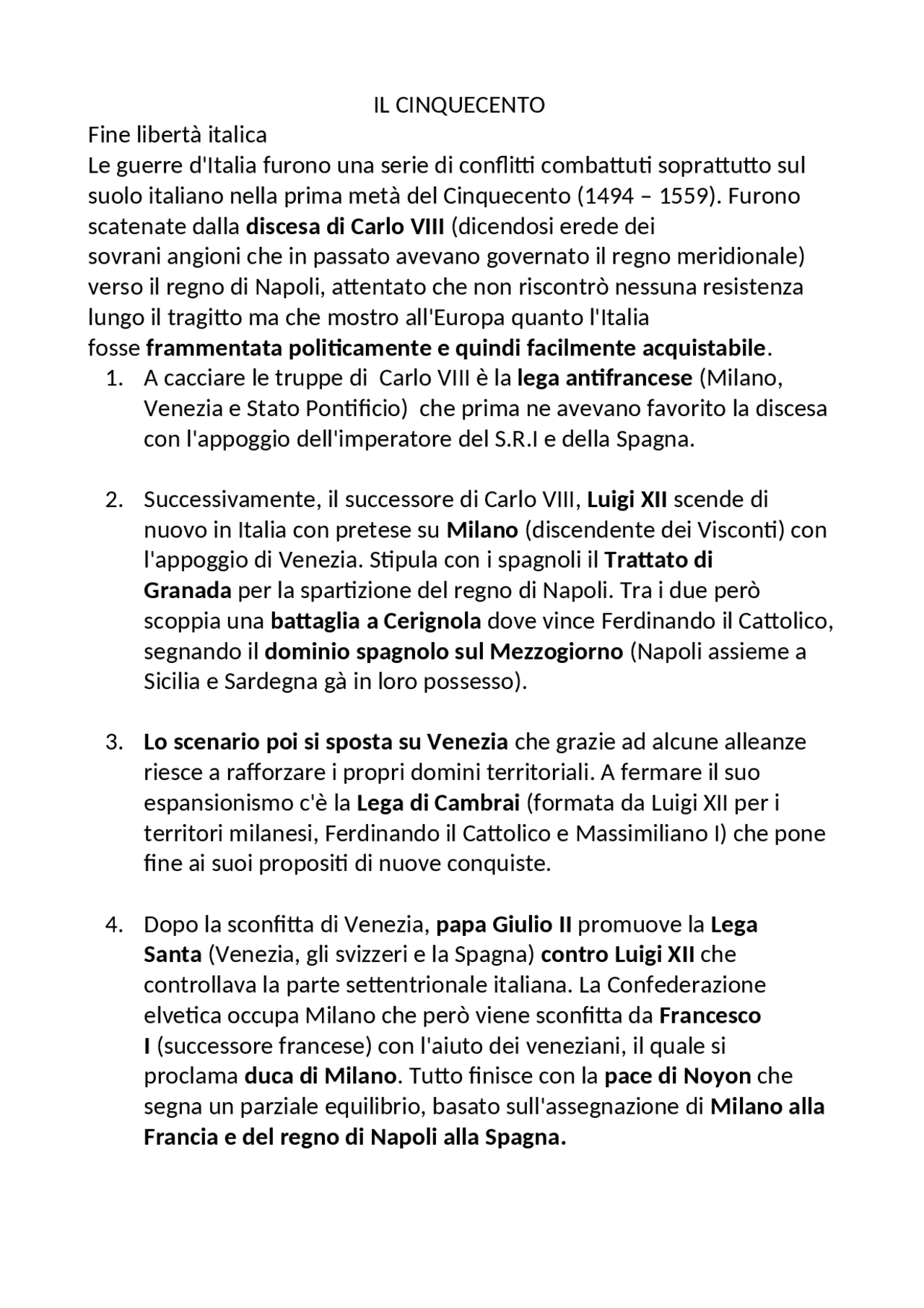 Il Cinquecento E Il Seicento Docsity