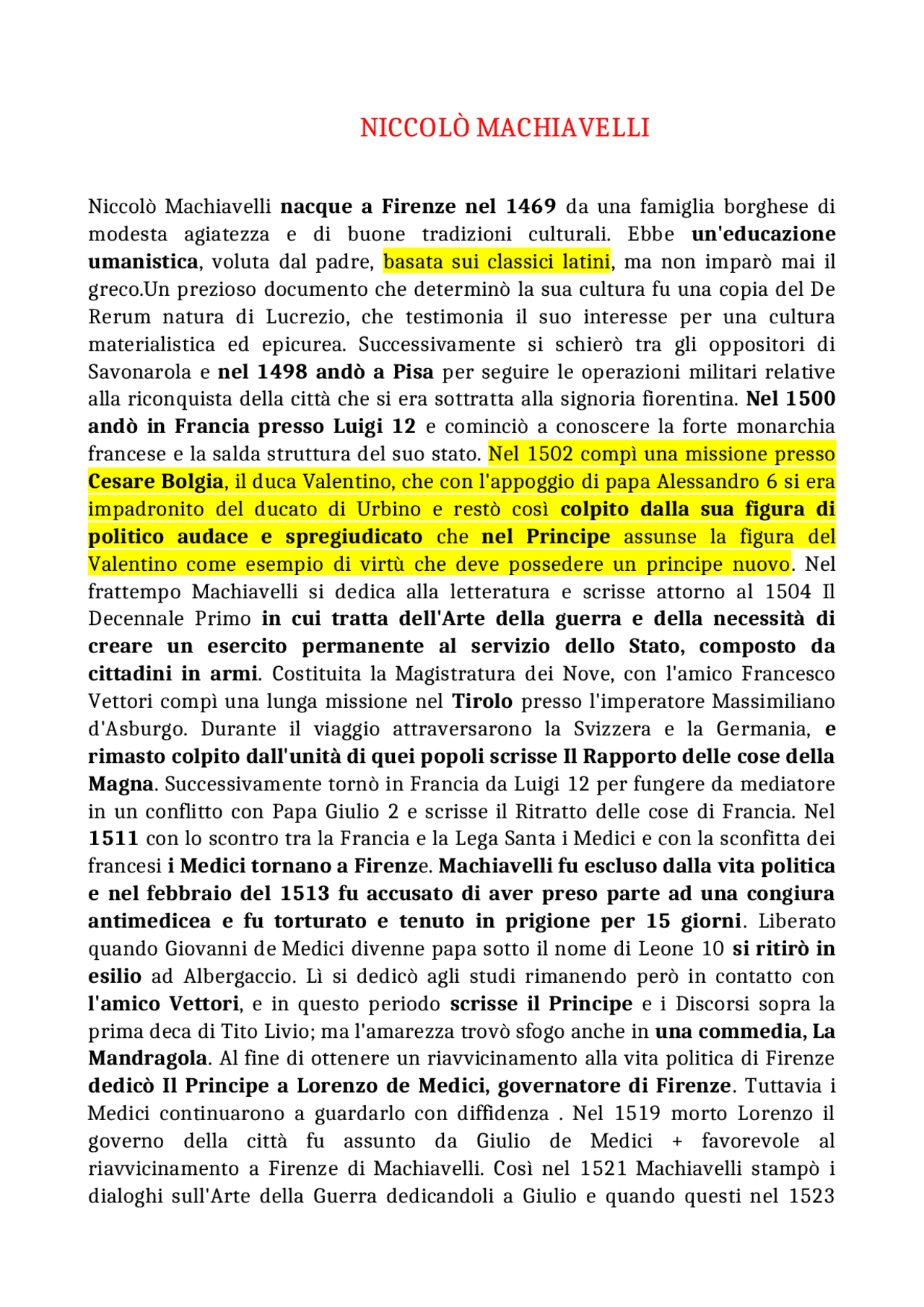 Sintesi Machiavelli Guicciardini E Ariosto Docsity