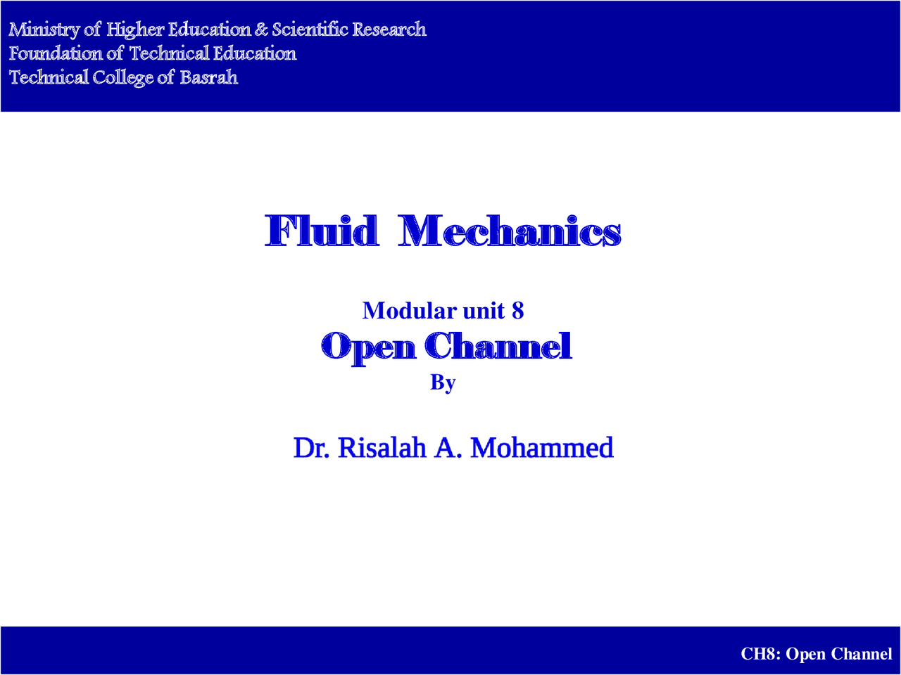 Open channel design - Docsity