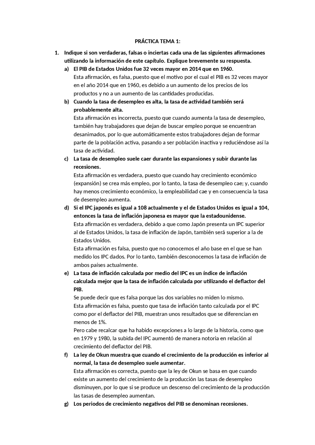 Ejercicios Tema 1 Macroeconomía Docsity