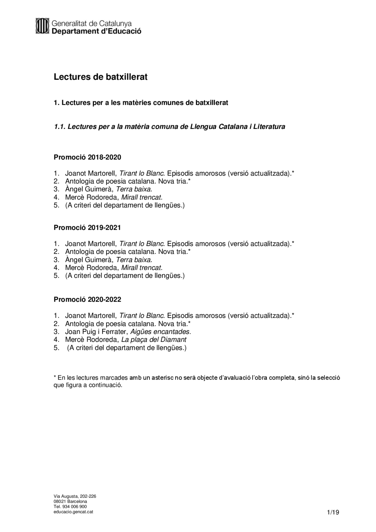Lectures De Batxillerat Docsity