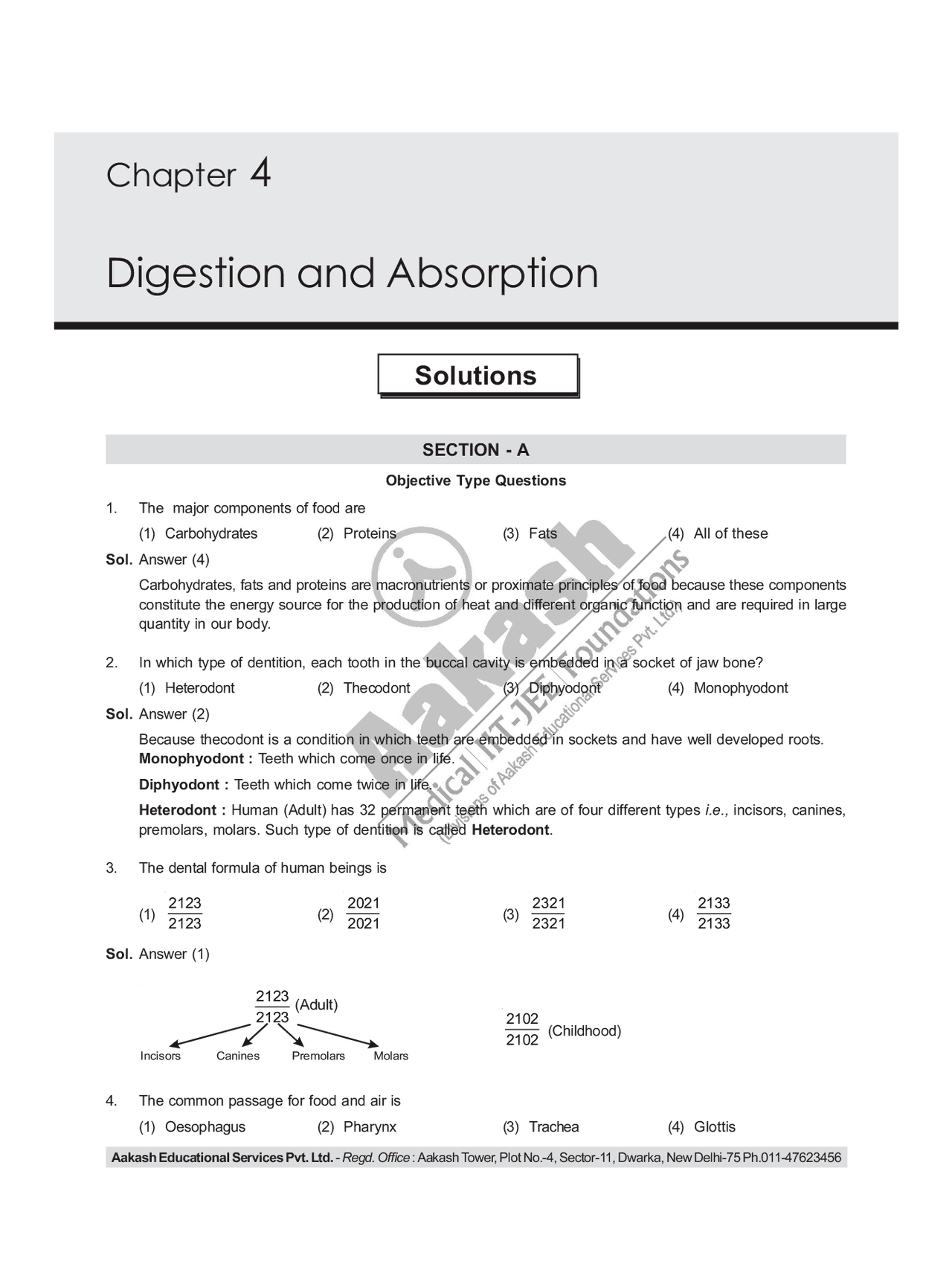 Digestion and Absorption zoology MCQS - Docsity