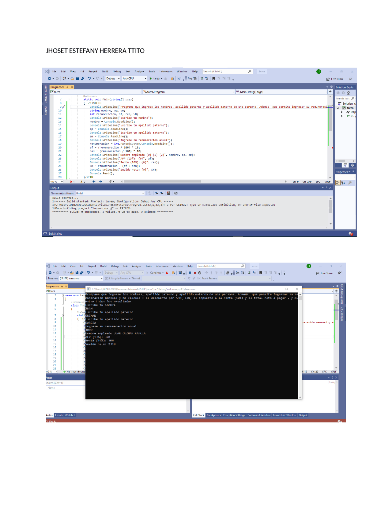 Programas en visual stduio - Docsity