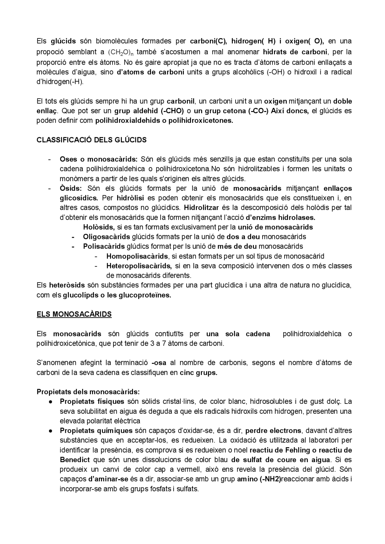 Apunts Sobre Els Glúcids A Manera Desquema Resum Docsity