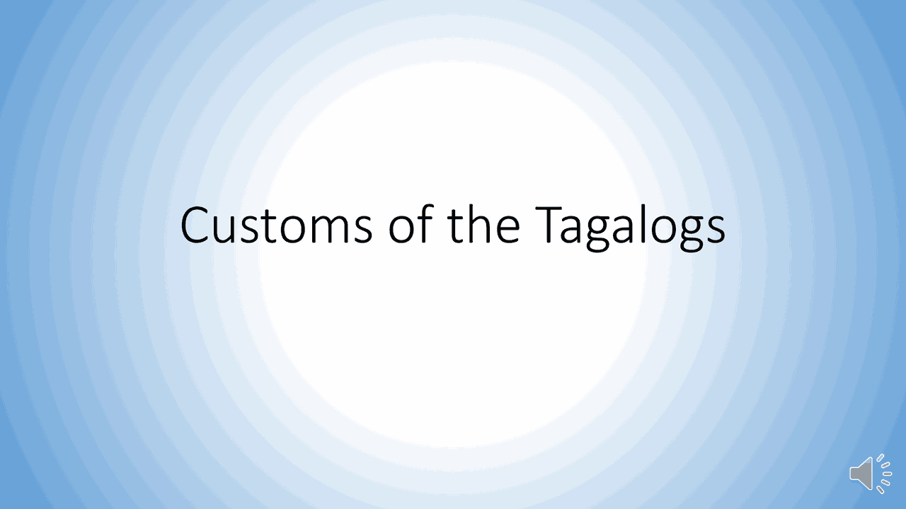Customs Of Tagalog Of The Philippines Docsity