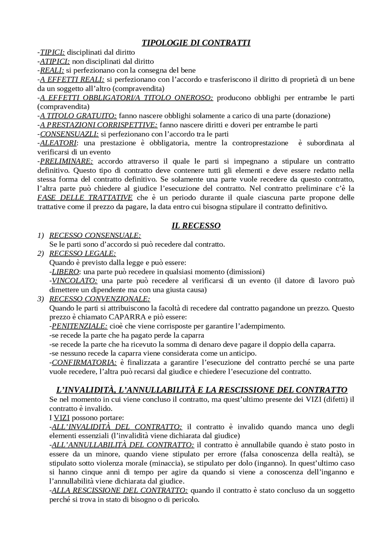 Principali Contratti Docsity
