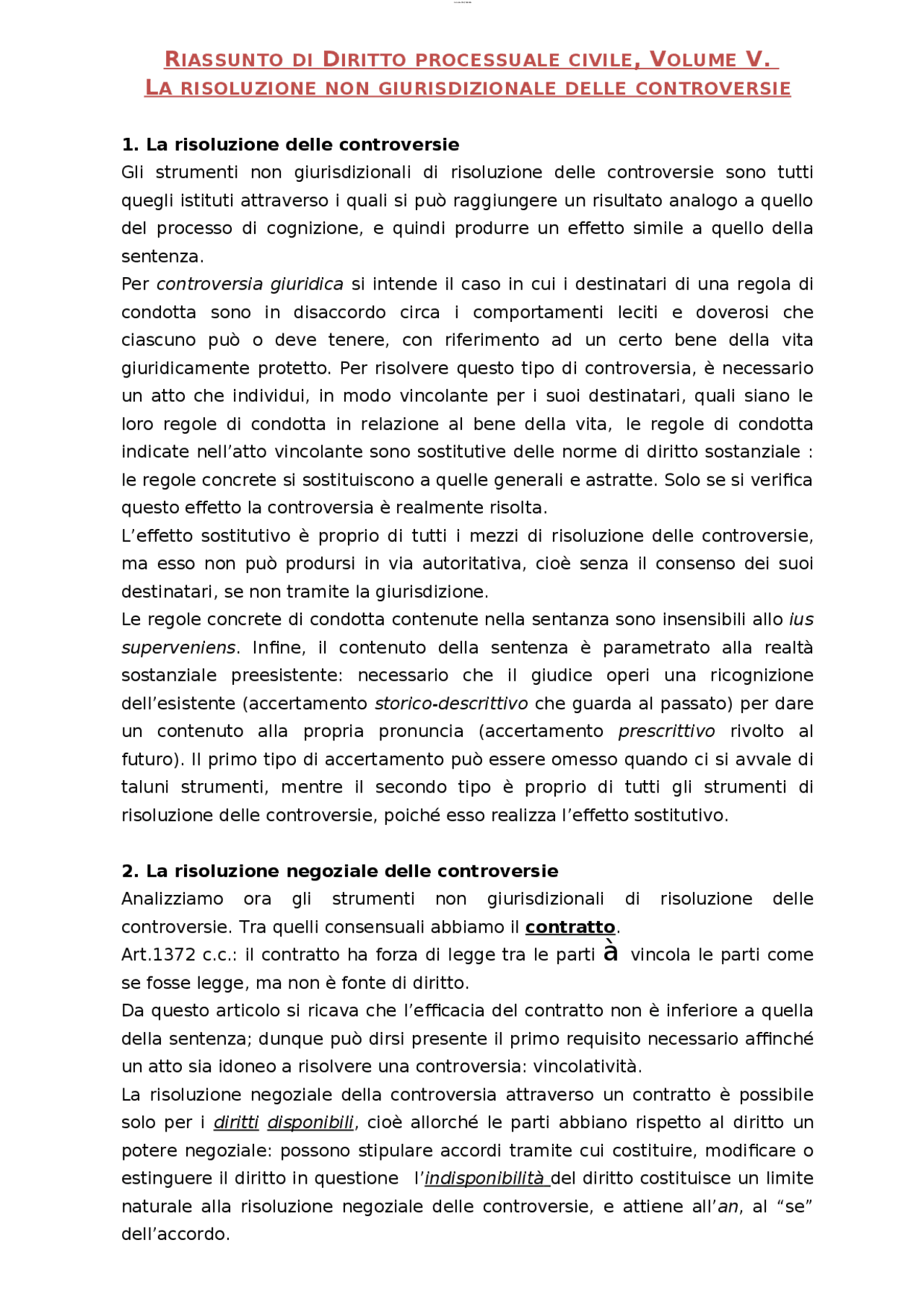 Riassunto Di Diritto Processuale Civile Volume V Luiso Appunti Di