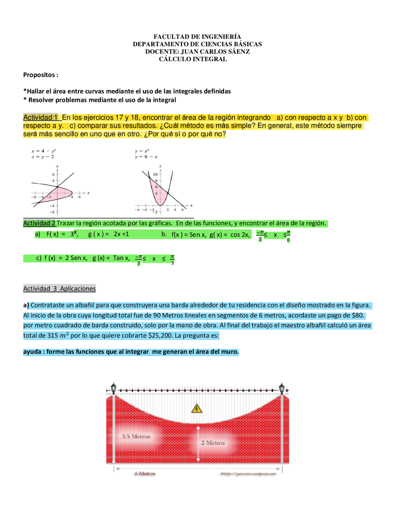 Calculo Integral segundo semestre | Ejercicios de Cálculo | Docsity