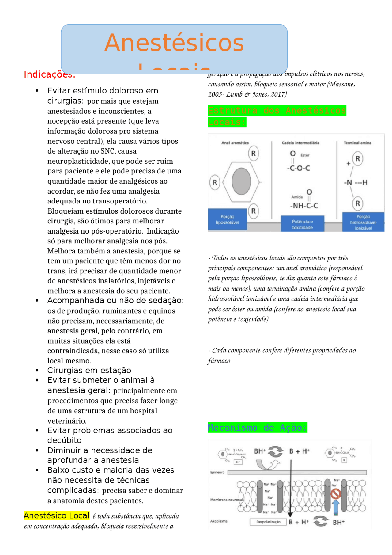 Anestesiologia Local Docsity