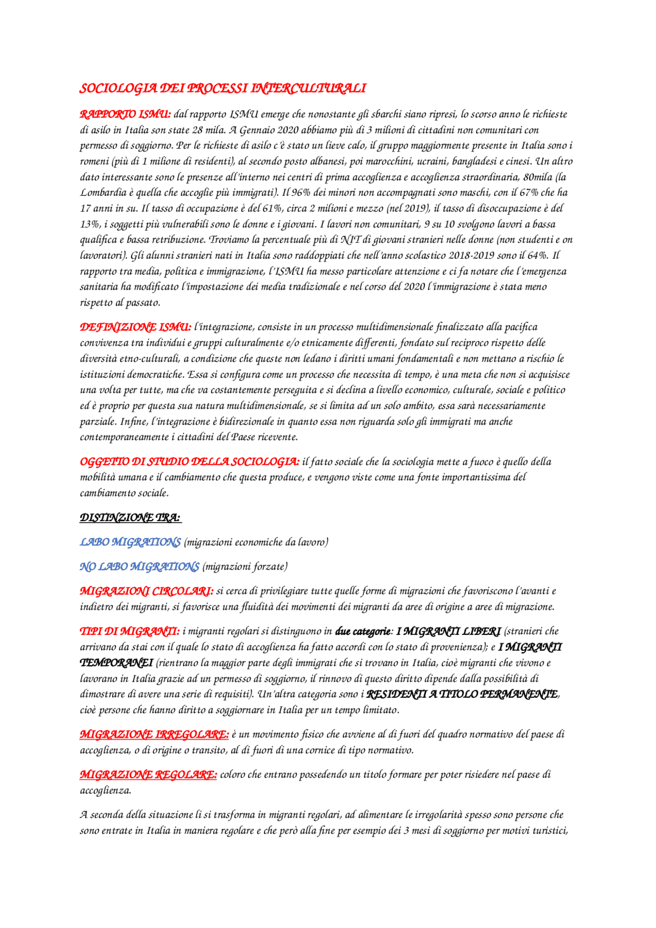 Migrazioni Riassunto Completo Docsity