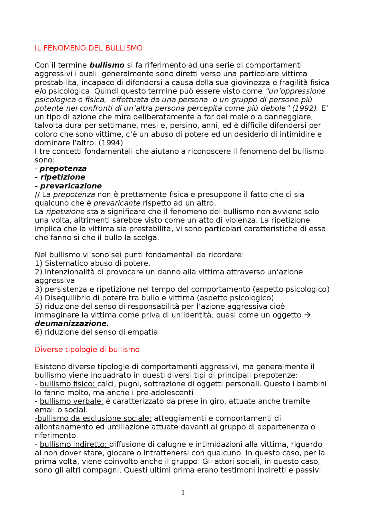 Riassunto Bullismo E Cyberbullismo Docsity