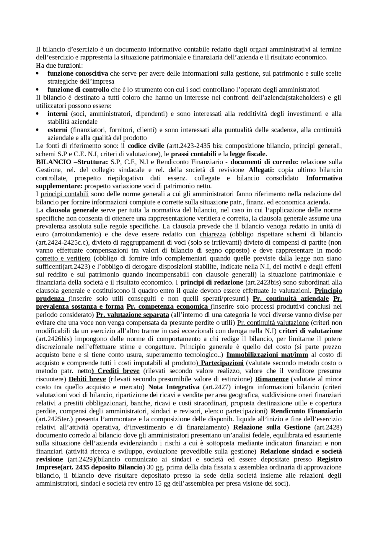 Il Bilancio Desercizio Docsity
