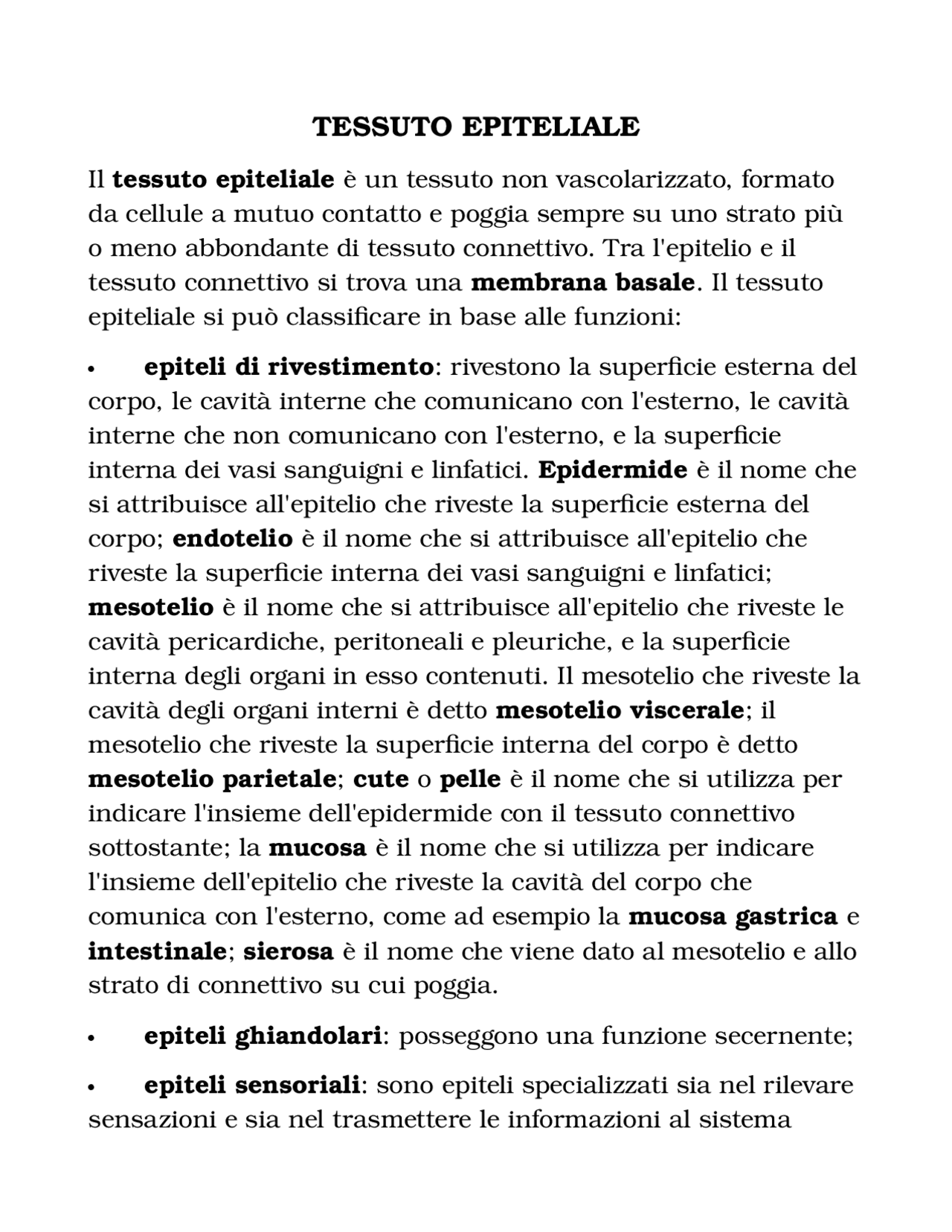 Tessuto Epitelialepdf Docsity