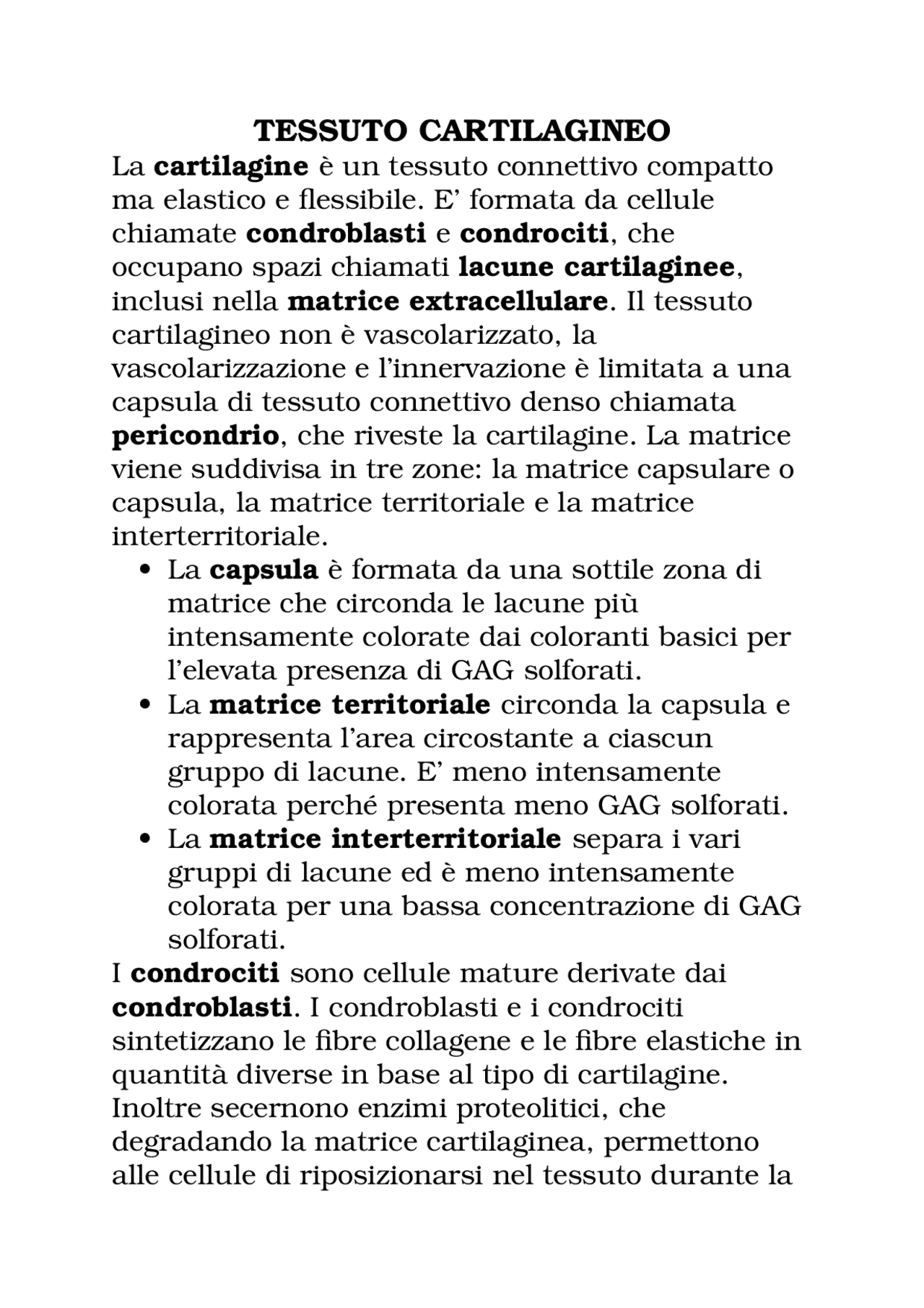 Tessuto Cartilagineo Docsity