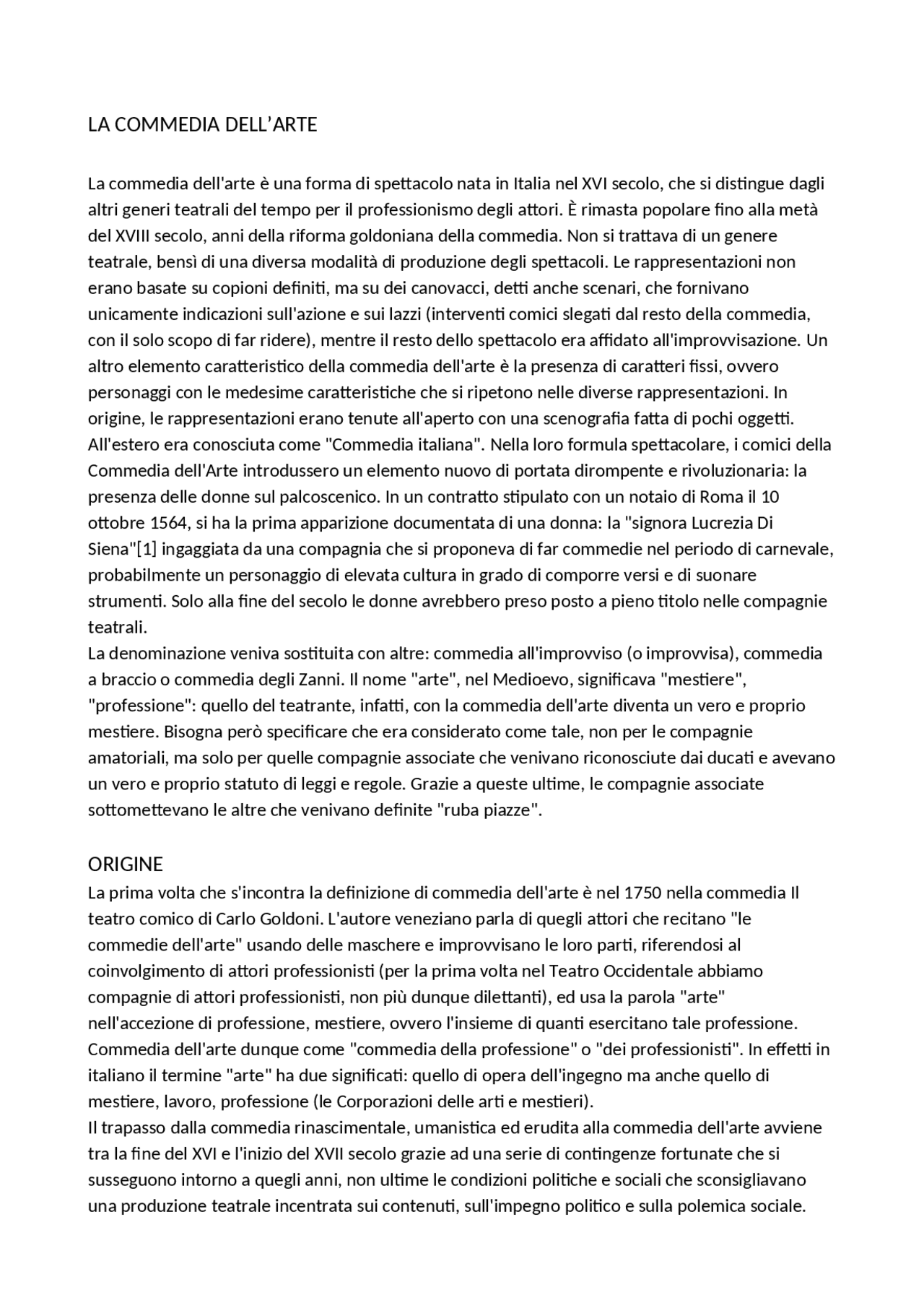 Riassunto Libro La Commedia Dellarte Docsity