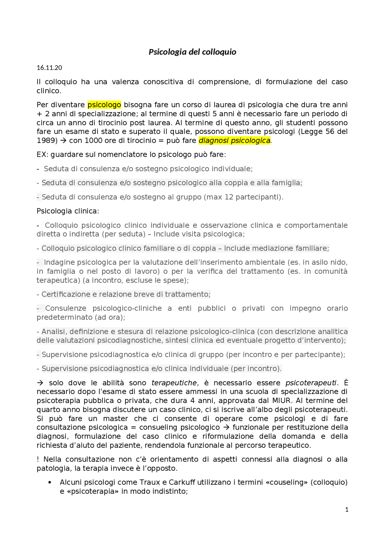 Appunti Teorie E Tecniche Di Conduzione Del Colloquio Docsity