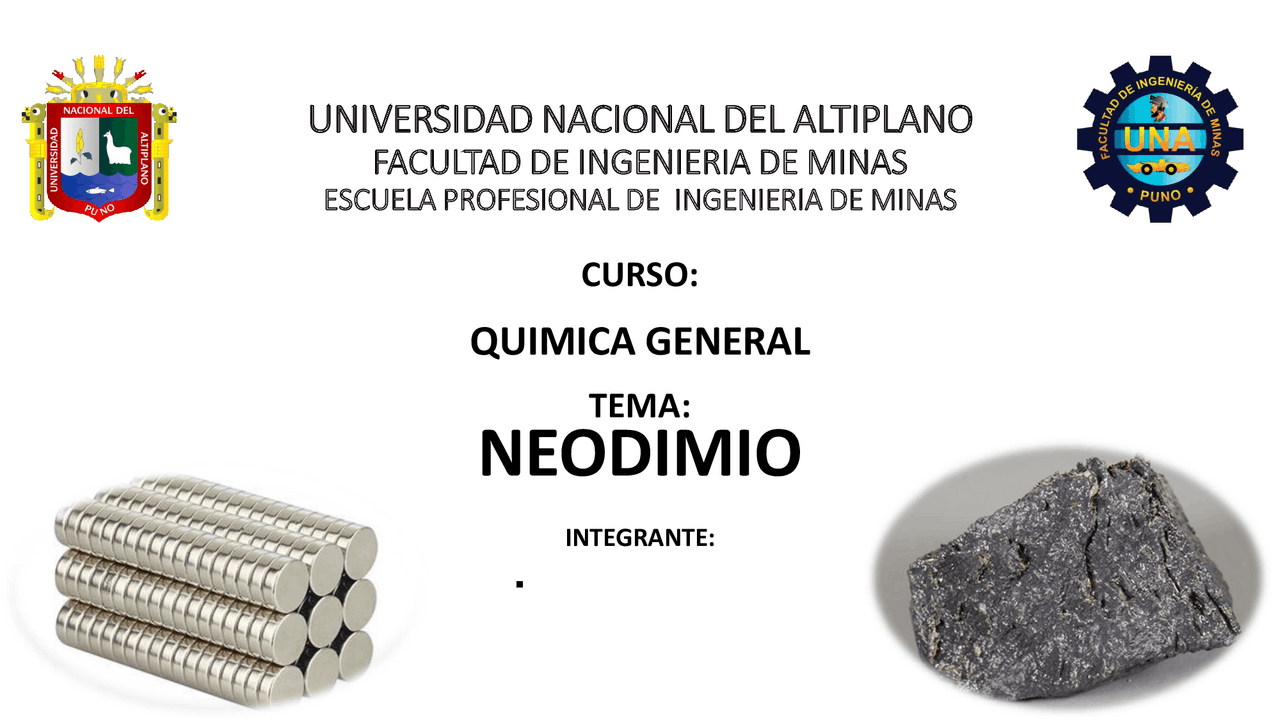 Neodimio y sus propiedades físicas y químicas - Docsity