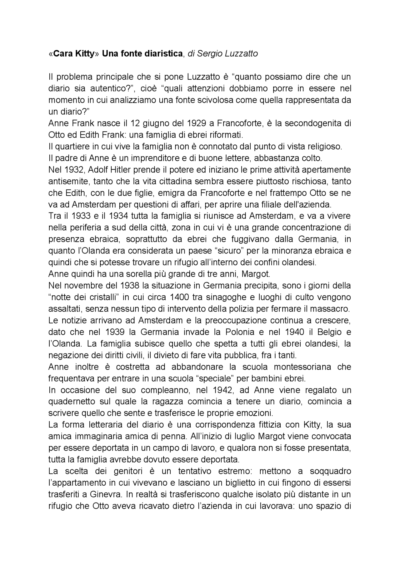 Riassunto Prima Lezione Di Metodo Storico Docsity