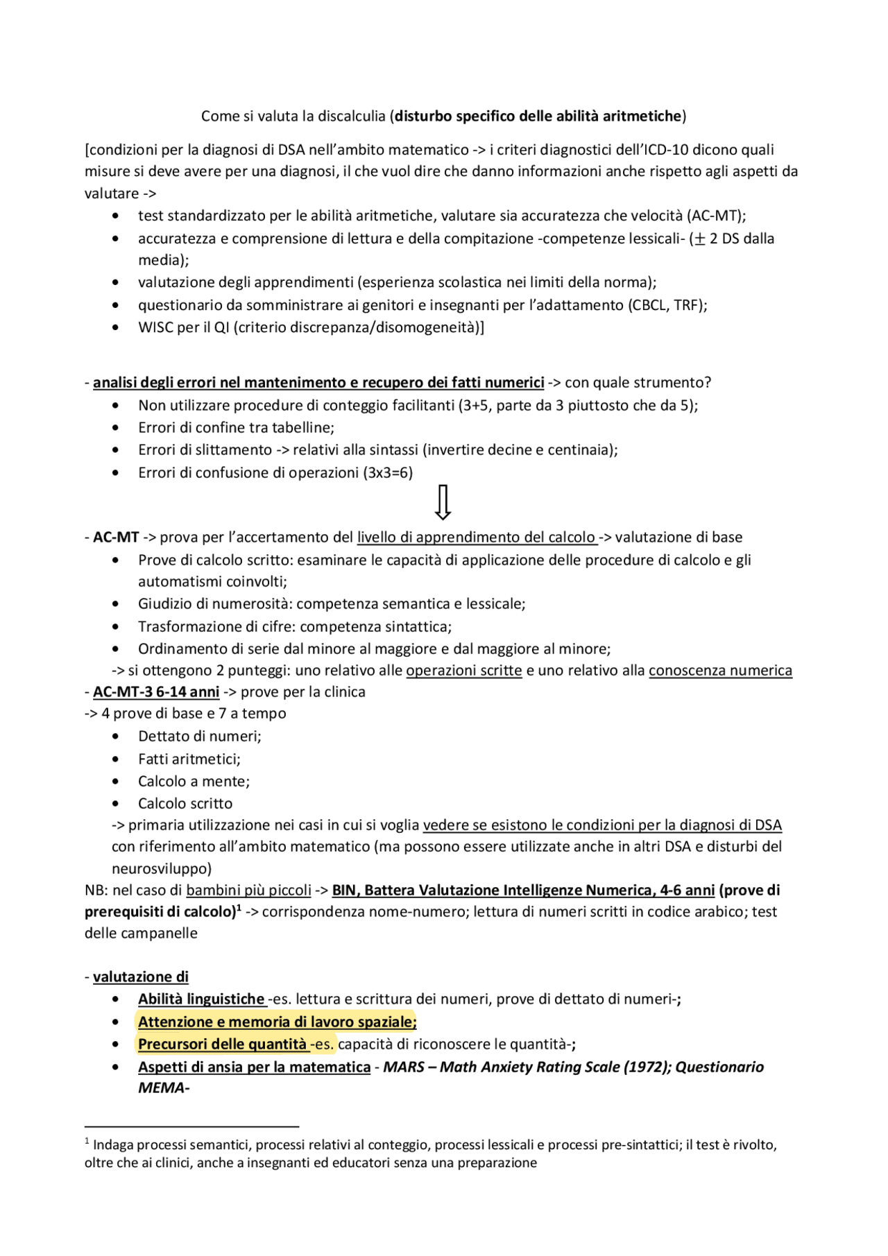 Discalculia Riassunto Delle Informazioni Utili Docsity