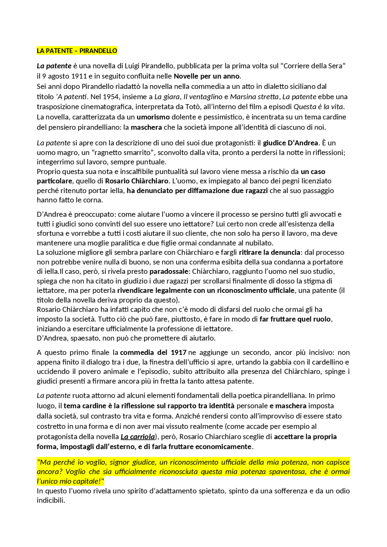 Pirandello E Analisi Testuali Docsity