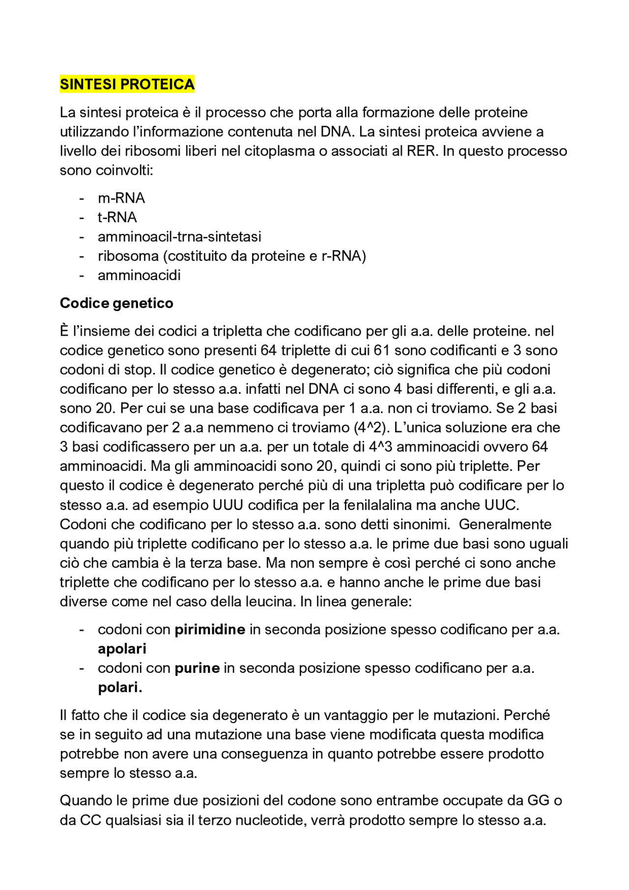 Sintesi Proteica Ciclo Ribosomiale Nei Procarioti E Negli Eucarioti