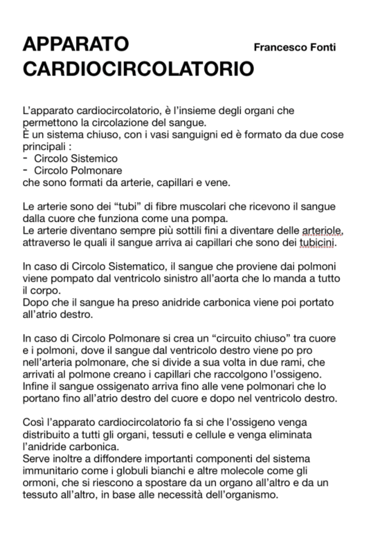 Lapparato Cardiocircolatorio Docsity