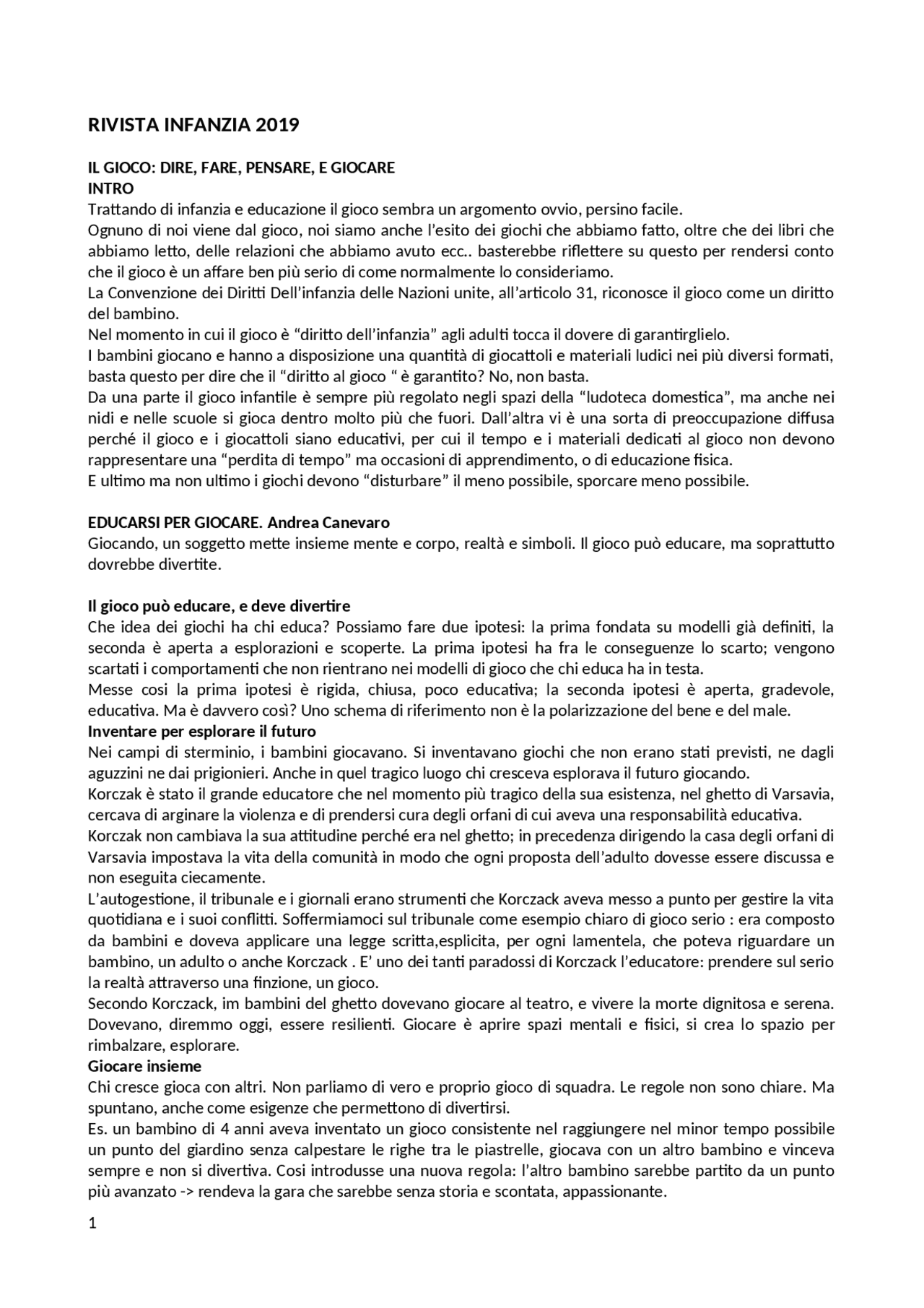 Rivista Infanzia 2019 Docsity