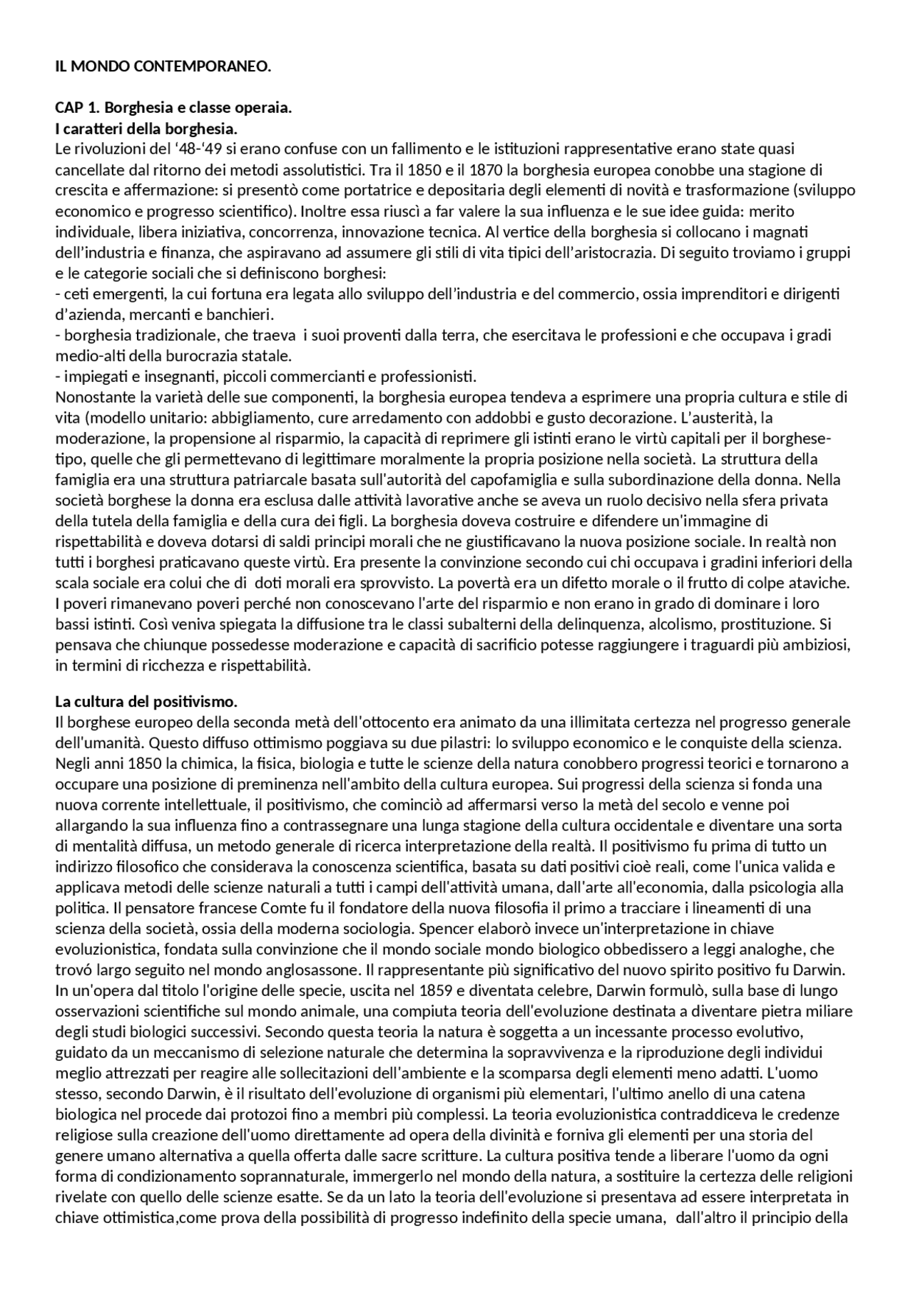 Il Mondo Contemporaneo Docsity