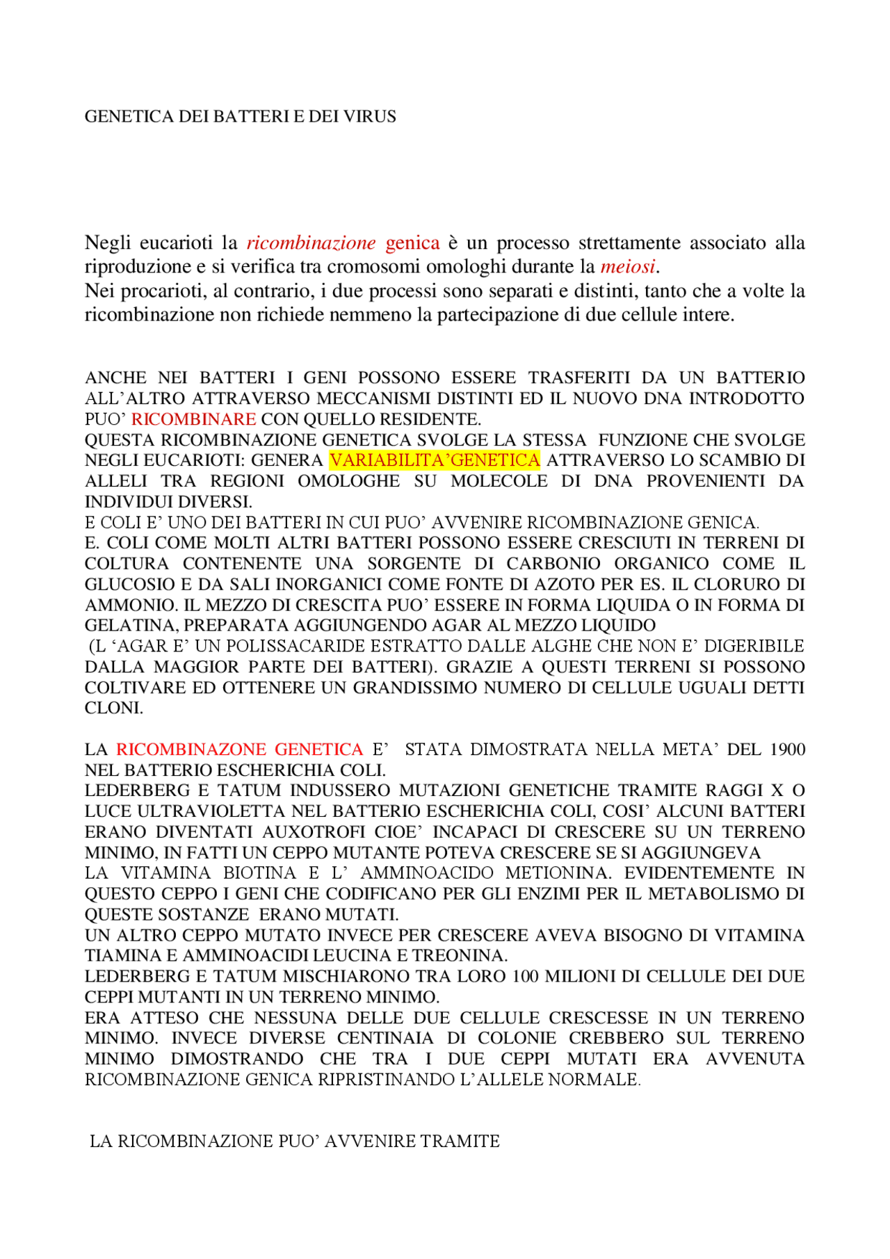 Genetica Dei Batteri Microbiologia Docsity