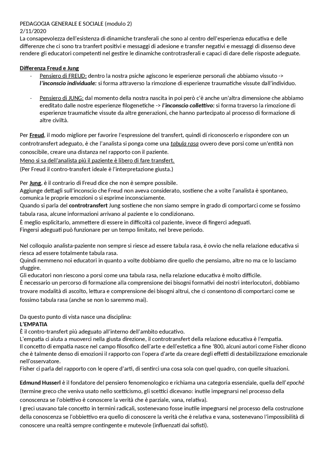 Pedagogia Generale E Sociale Appunti Modulo 2 Frequentanti Docsity