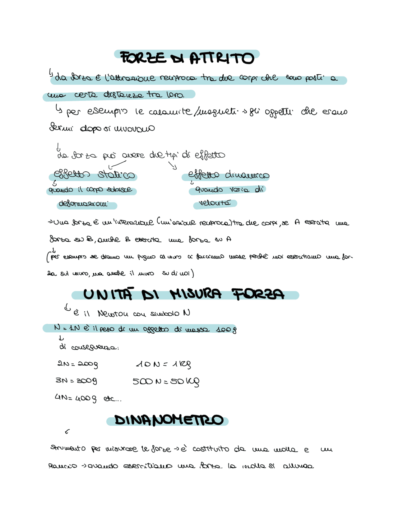 Forze di attrito e forza elastica - Docsity