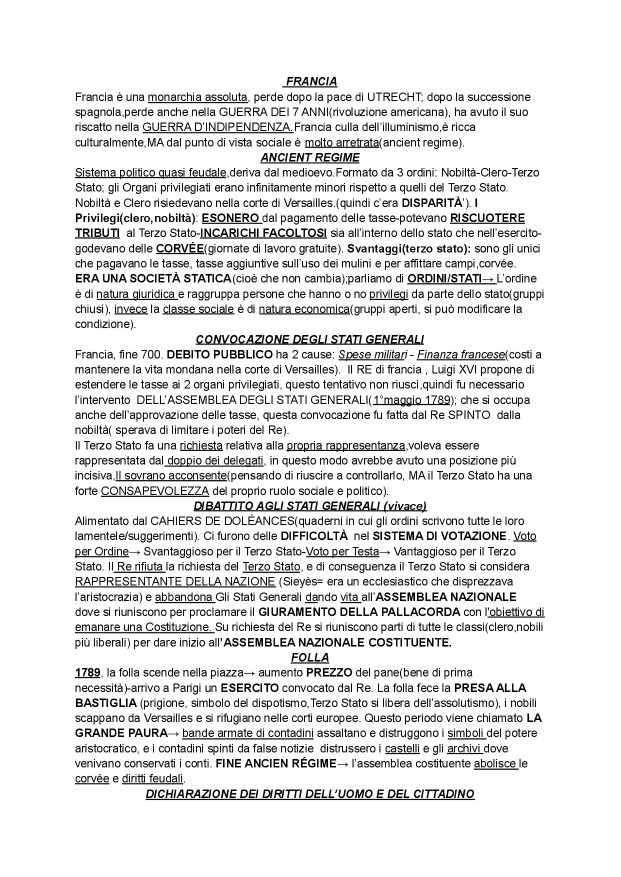 Appunti Di Storia Sulla Rivoluzione Francese Docsity